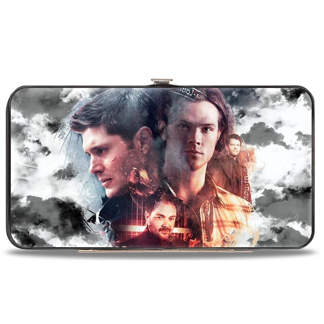 HINGED WALLET SUPERNATURAL 4-Character Collage + Logo/Clouds Grays ...