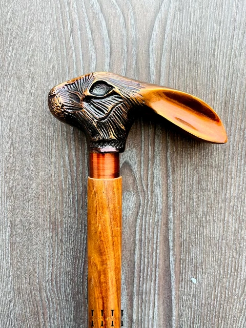 VICTORIAN RABBIT HEAD walking stick wooden stick removal cane Gift £39. ...