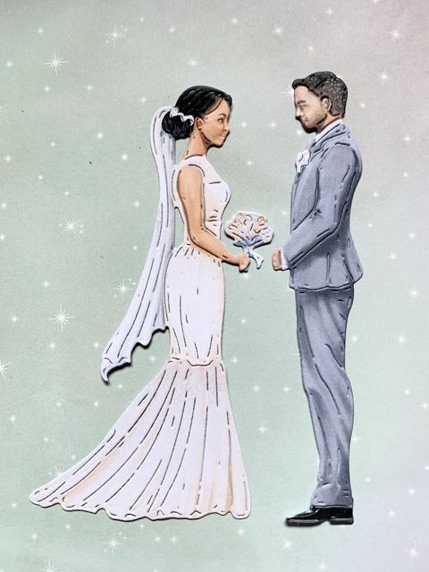 BRIDE & GROOM Die Cuts X 2 Sets....card Topper...happy Couple ...