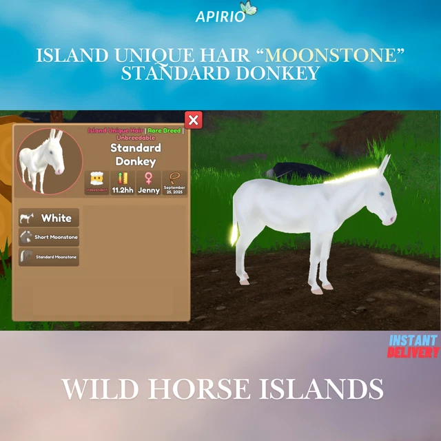 WILD HORSE ISLANDS 🌕 IUH Moonstone White Standard Donkey🌕 $28.05 ...