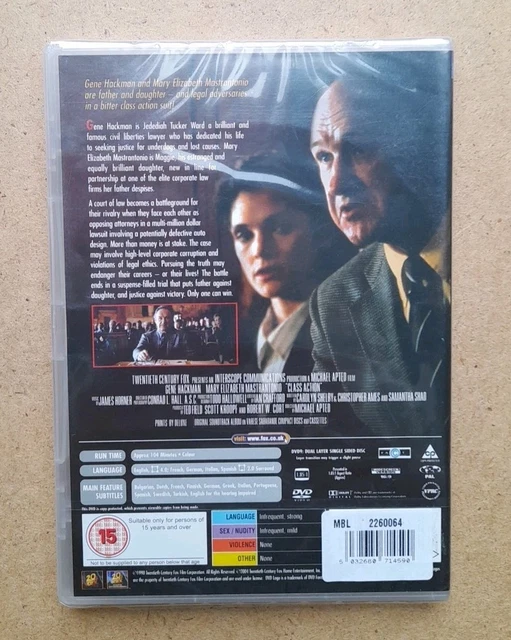 CLASS ACTION DVD - Gene Hackman, Mary Elizabeth Mastrantonio 1990 Drama ...
