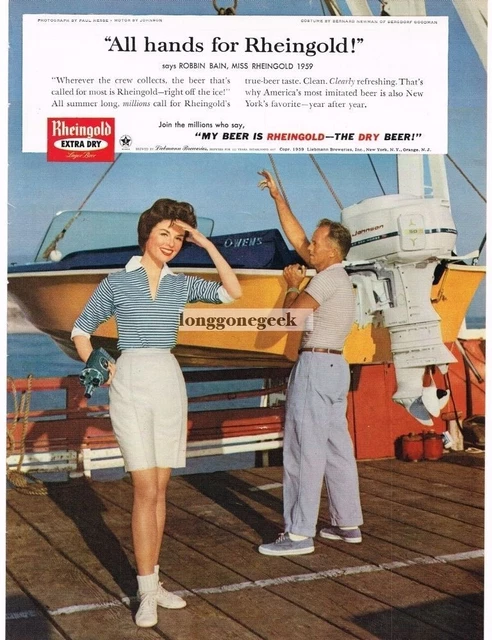 1959 RHEINGOLD BEER Miss Rheingold ROBBIN BAIN Going Boating Vintage ...