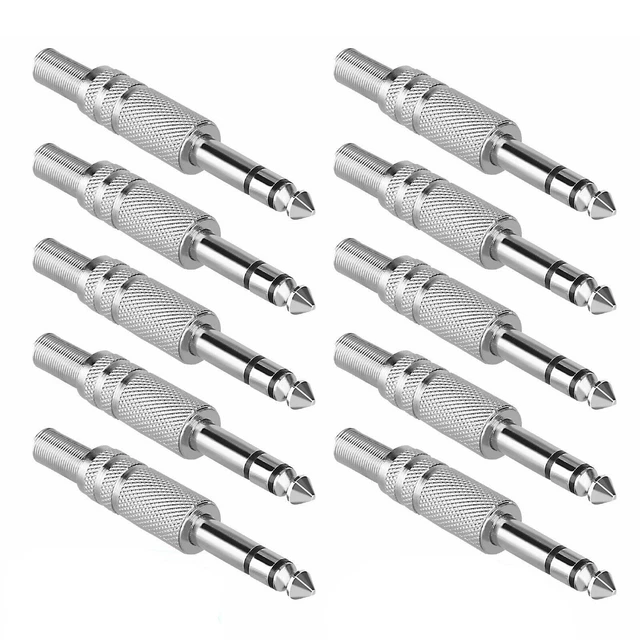 10PCS/LOT 1/4& 6.35MM Male Mono Plug Stereo Audio Cable Jack Connector ...