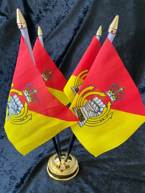 ROYAL ARMOURED CORPS RAC Army 4 Flags Table Desk Flag Display ...