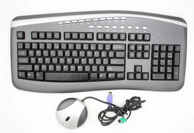 WIRELESS KEYBOARD MULTIMEDIA BLACK QWERTY PS/2 CORDLESS with PS2 ...