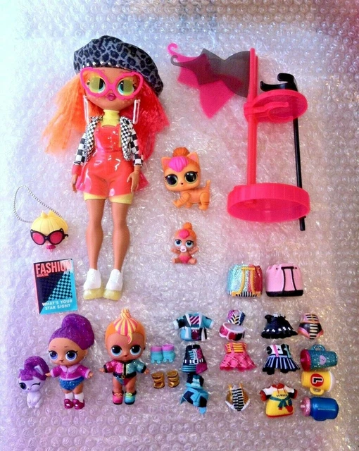 LOL SURPRISE DOLLS RARE lil NEON QT guy boy pet OMG Neonlicious BUNDLE ...