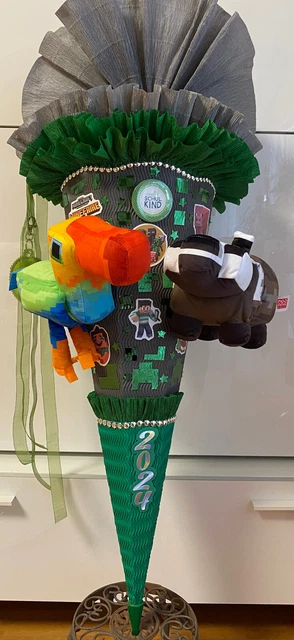 SCHULTÜTE 2024 UNIKAT Zuckertüte MINECRAFT DACHS TUCAN Länge Ca. 100 cm EUR 99,00 - PicClick DE