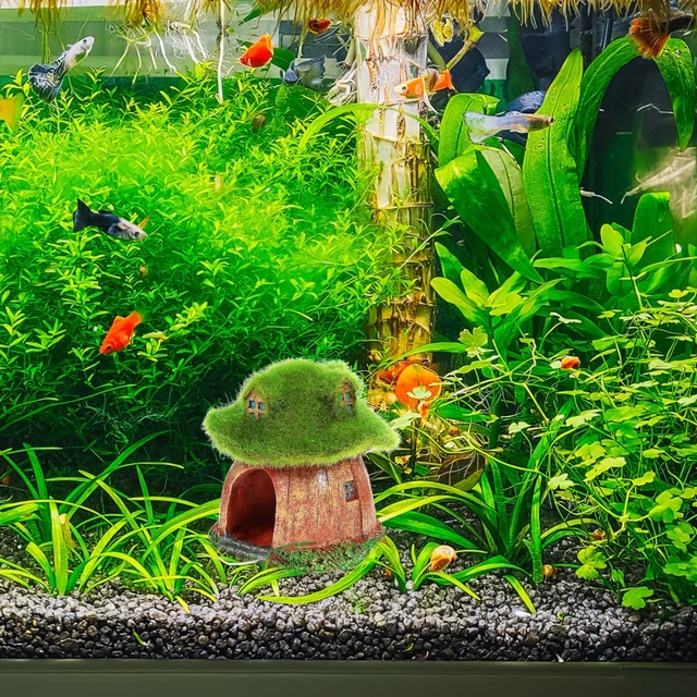 FISH TANK HIDEOUT Aquarium House Fish Hide Betta House Resin Betta Fish ...