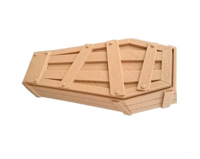 REALISTIC HALLOWEEN MINI Coffin Decoration - Plastic Coffin with Wooden ...