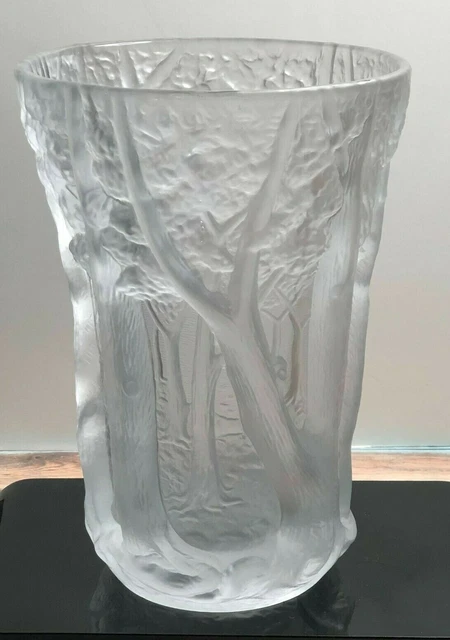 INWALD BAROLAC GLASS DAN LA FORET FOREST FROSTED LARGE 10 1/8" VASE ...