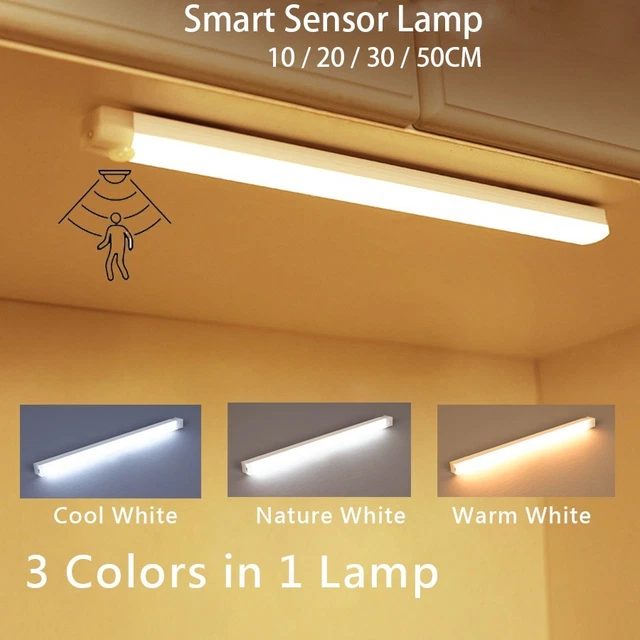 MOTION SENSOR LED Night Light USB Rechargeable Strip Lamp Kitchen ...