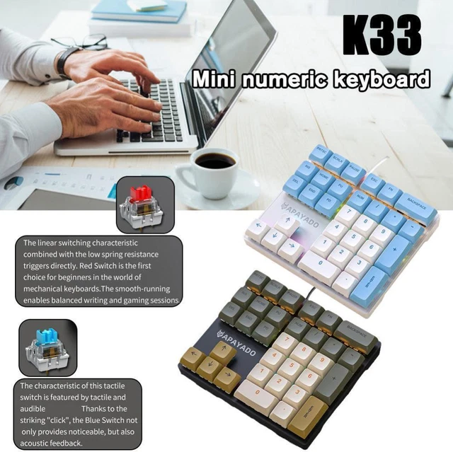 MINI USB K33 Mechanical Numeric Keypad RGB Backlight Wired 33 Keys Glimmer' X3H0 £25.15 ...