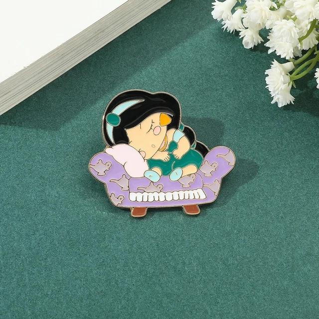 DISNEY'S PRINCESS JASMINE Enjoying A Snooze Cute Enamel Pin Badge £6.49 ...