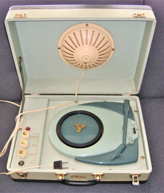 BEAU ELECTROPHONE TOURNE disque platine portable 50s CLARSON vintage ...