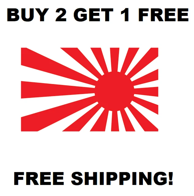RISING SUN JDM japan flag decal Car Sticker 125mm x 75mm RED Reflective ...