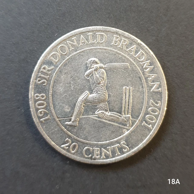 RARE 2001 AUSTRALIAN 20 cent coin - Sir Donald Bradman 1908-2001 20c ...