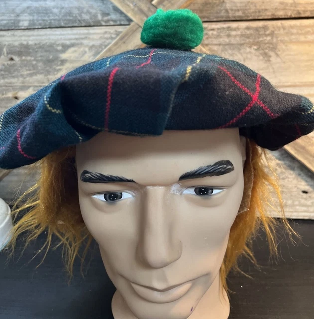TARTAN HAT AND Ginger Hair Wig Tam O Shanter Scottish Scots Fancy Dress ...