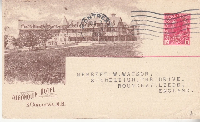 GV 2C POSTAL Card, Algonquin Hotel: Canadian Pacific Railway Company ...