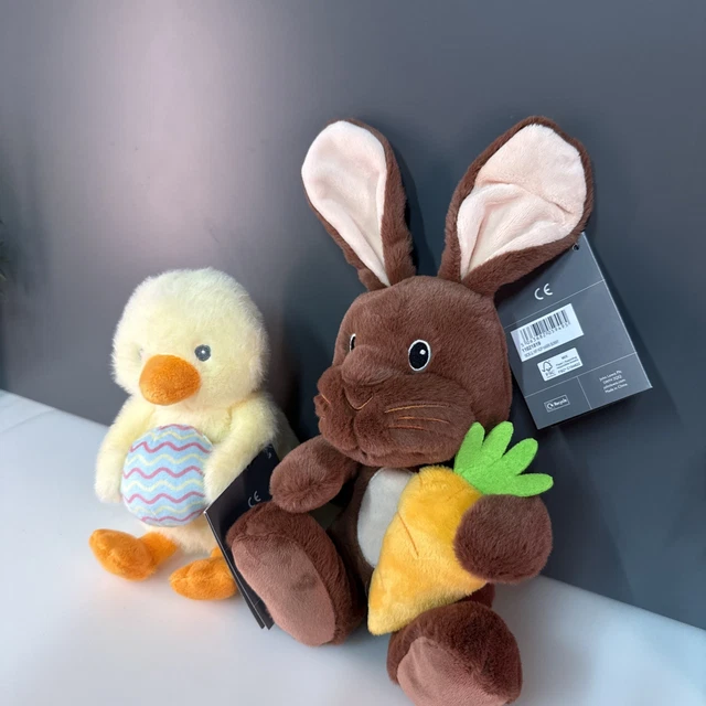 JOHN LEWIS EASTER Chick With Egg & Bunny With Carrot Soft toy plush. 7 ...