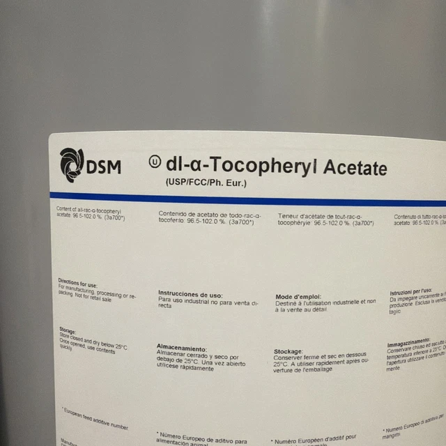 DL-A-TOCOPHERYL ACETATE 96.5-102% - Bulk 20kg Tubs Wholesale - Vitamin ...
