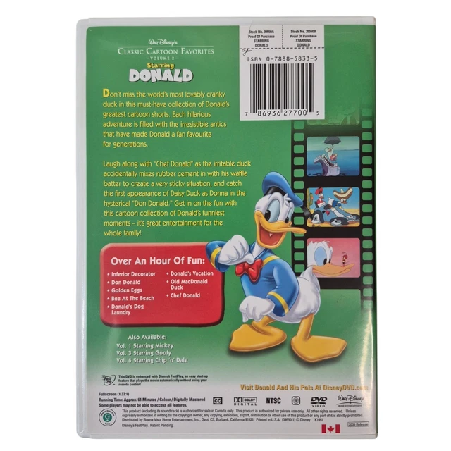 WALT DISNEY CLASSIC Cartoon Favorites Starring Donald Duck DVD $11.95 ...