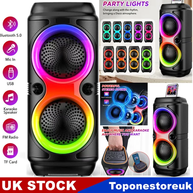 PORTABLE FM SPEAKER Bluetooth Wireless Speakers Subwoofer Bass Sound Party RGB £21.99 - PicClick UK