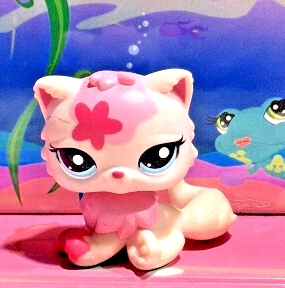 LITTLEST PET SHOP Lps Authentic Pink Flower Persian Cat #2532 Flawed ...