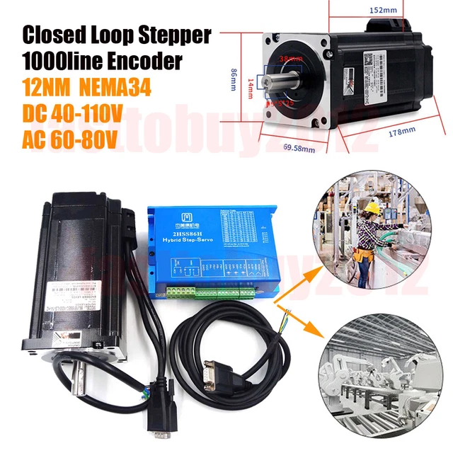 NEMA34 CLOSED LOOP Stepper Encoder Motor 12Nm Driver 6A Boucle Fermée ...