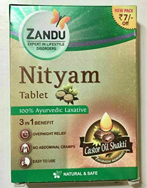 ZANDU AYURVEDIC NITYAM Tablets (60 Tabs) for Constipation, Useful in ...