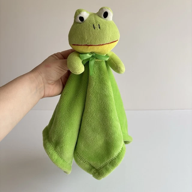GREEN FROG BABY Rattle Comforter Blankie Soft Toy Plush Green Bow £17. ...