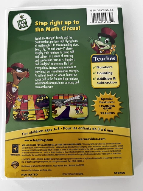 LEAP FROG MATH Circus Educational Video DVD By Leapfrog 2004 $3.44 ...