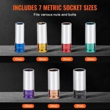 VEVOR LUG NUT Impact Socket Set 1/2 in Drive Metric 6-Point Deep Socket ...