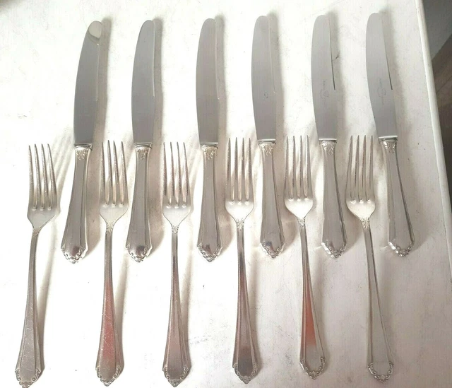 6 GABELN 21,5CM und 6 Messer 25cm DEP Deppmeyer & Co 100er Silberauflage (J451) EUR 34,30 ...
