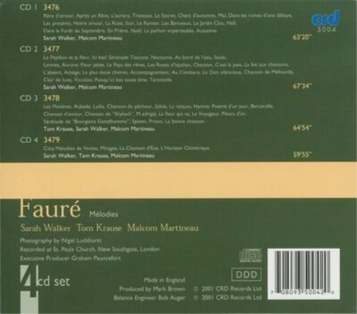 GABRIEL FAURE FAURÉ: Mélodies (CD) Box Set EUR 22,50 - PicClick FR
