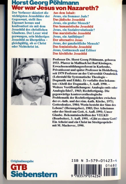 HORST GEORG PÖHLMANN; Wer war Jesus von Nazareth? 1991 EUR 2,40 ...