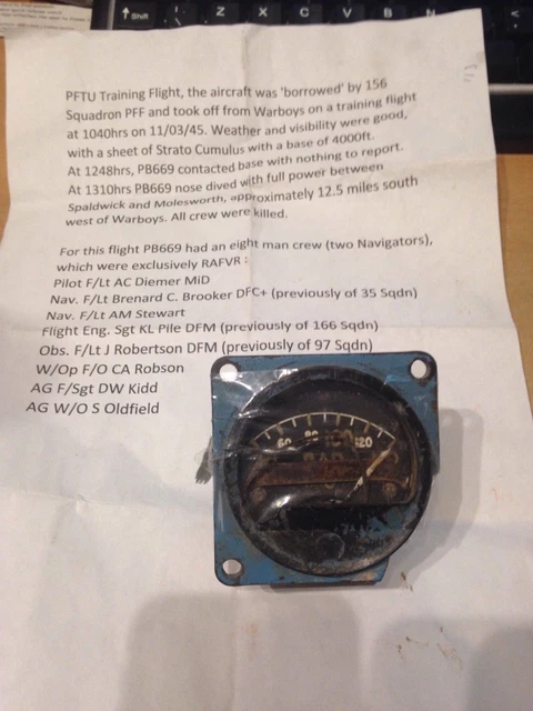 WW2 156 SQUADRON Avro Lancaster PB669 Radiator relic gauge £27.00 ...