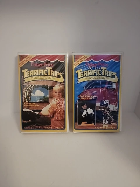 FISHER PRICE TERRIFIC Trips Clamshell VHS Lot Firehouse & Farm Tested ...