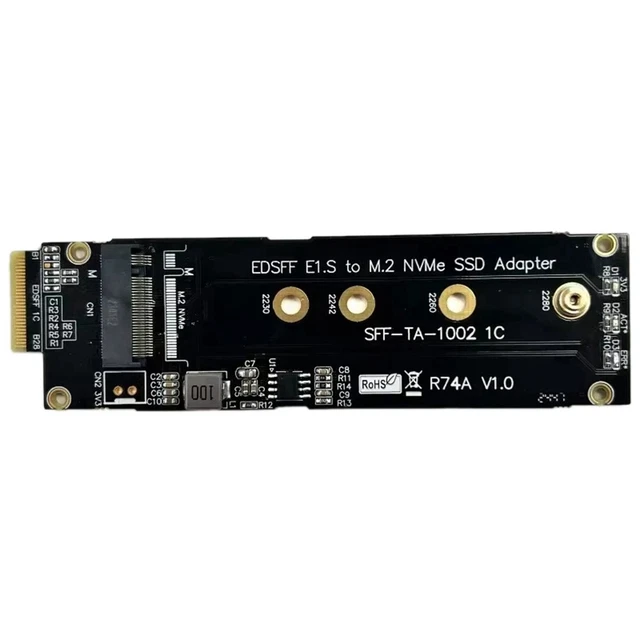 PCIE X4 5.0 NVMe Extension Riser Card M.2 SSD to EDSFF 4C+ E1.S Adapter ...