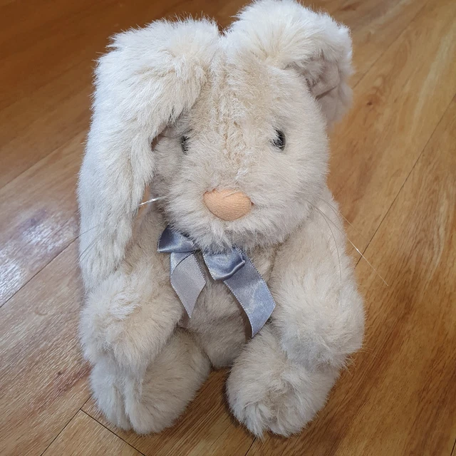APPLAUSE VINTAGE BUNNY Rabbit Soft Toy Plush Beige Wearing Blue Bow Tie ...