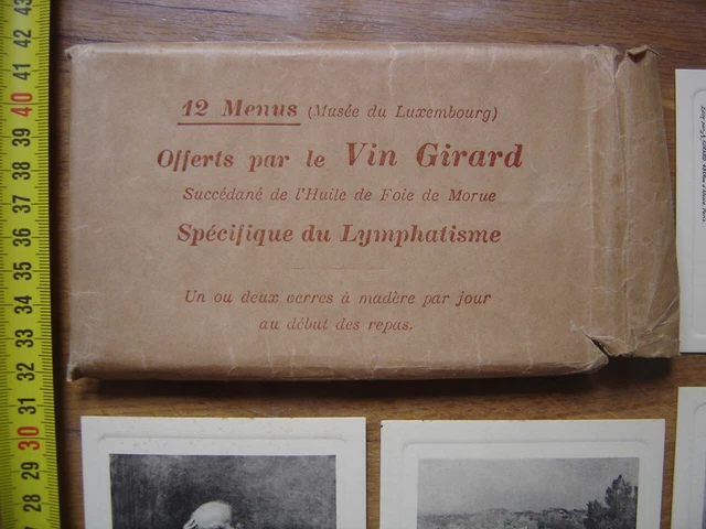 MENU LOT DE 12 Menus Musee du Luxembourg VIN GIRARD Huile foie de morue ...