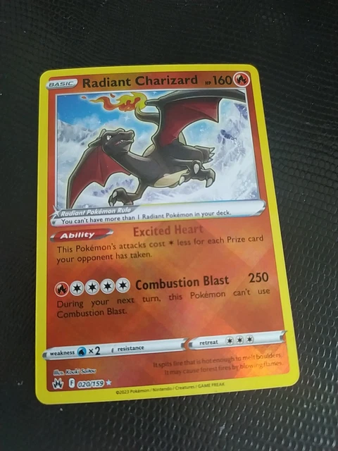 POKÉMON TCG RADIANT Charizard Crown Zenith 020/159 Holo Radiant Rare NM ...