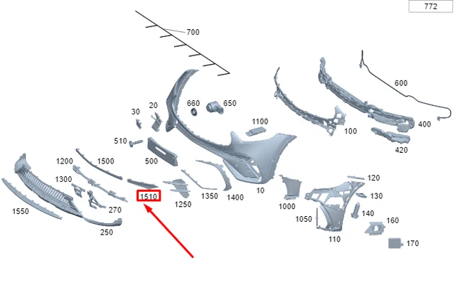 MERCEDES-BENZ GLC X254 Front Right Bumper Outer Molding A2548857503 NEW ...