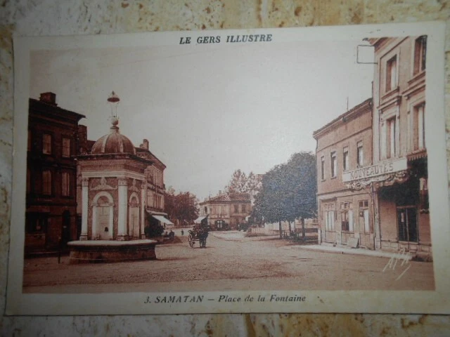 CPA ANCIENNE CARTE postale le Gers Samatan place de la fontaine EUR 7 ...