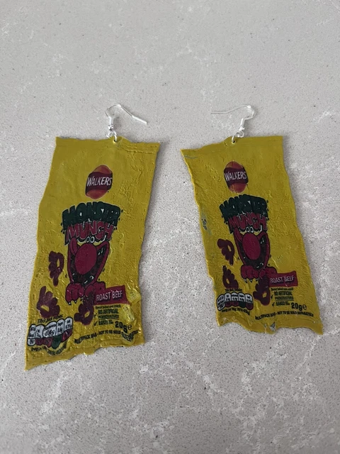 MINIATURE MONSTER MUNCH Crisp Packet Earrings £5.00 - PicClick UK