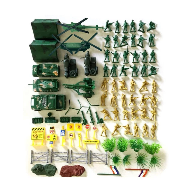 KIDS MILITARY PLAY Set 94 Piece Figures & Accessories Army Soldiers Toy ...