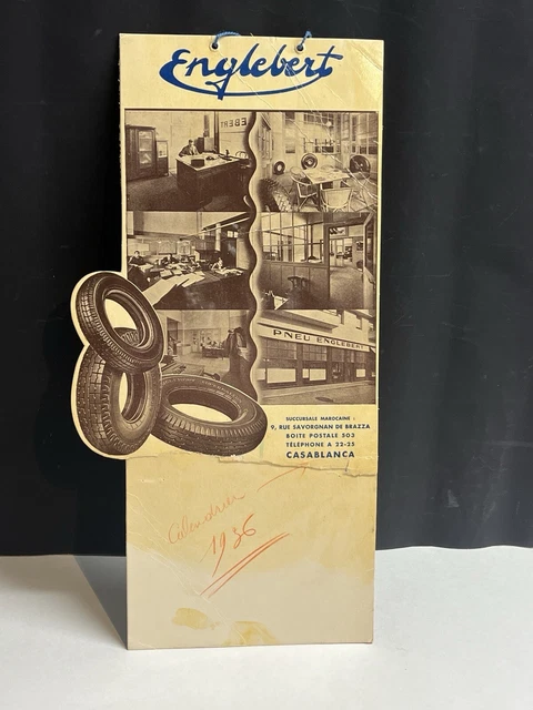 RARE ANCIEN CARTON Publicitaire pneu Englebert Velo Cycle Bicyclette ...