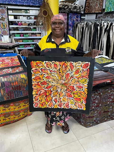 LOUISE NUMINA NAPANANKA Aboriginal Artist BUSH MEDICINE LEAVES 69x72cm ...