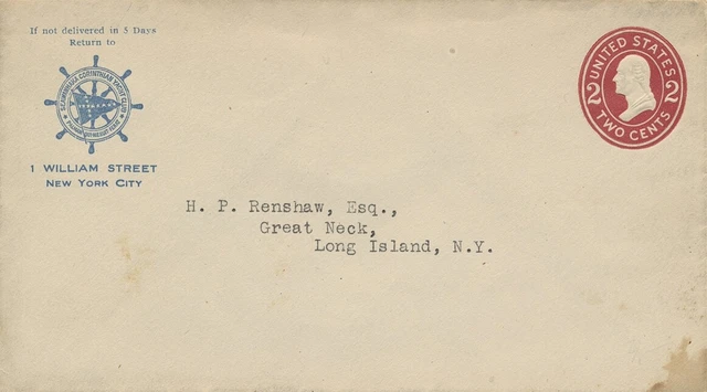 ADVERTISING COVER SEAWANHAKA Corinthian Yacht Club New York City unused ...