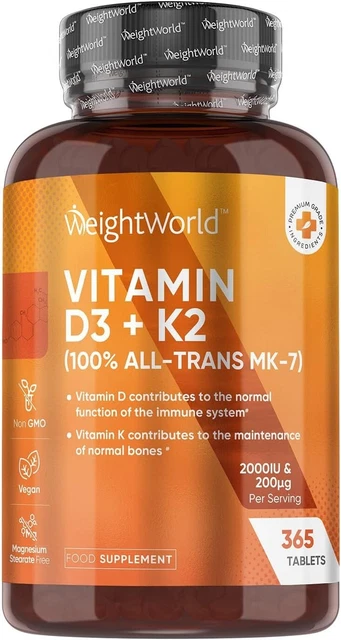 365 MICRO TABLETS of Vitamin D3 2000IU & K2 MK-7 - Superior Absorption Formula £16.99 - PicClick UK