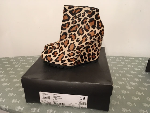 KURT GEIGER VIPER Pony Skin Leopard Wedge Boots UK 6 39 RRP £180 £39.99 ...